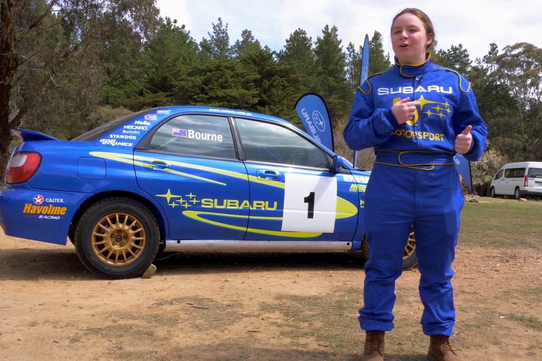 In the passenger seat with Molly Taylor in the works Subaru Rally Car ...